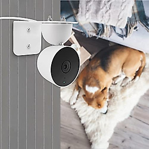 Metal Wall Mount Holder fits for Google Nest Indoor 2nd Generation Wired Security Cam, Flexible Installation Camera Shelf for Better View Angle Mount on Wall Deck,White
