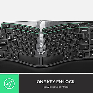 DeLUX Wireless Ergonomic Keyboard with Cushioned Palm Rest Against Carpal Tunnel, Ergo Split, Multi-Device Connection, Compatible with Windows, Mac OS (GM901D-Black)