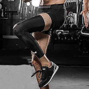 Luwint Long Compression Leg Sleeves for Women Men Comfortable and Non-Slip UV Protection Leg Knee Brace Supports for Sports Basketball Running Cycling, Black, 1 Pair (Large)