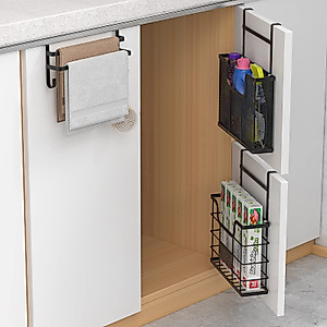 KOSTBAR Over The Cabinet Door Organizer, Cutting Board Organizer With Towel Rack, Wall Mount Storage Basket, Kitchen Cabinet Organizer For Baking Sheet, Cookie Sheet, Plastic Wrap 3 Pack