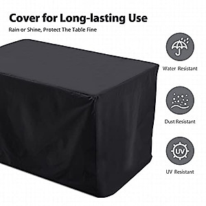 Rectangular Fire Pit Table, 40 inch Propane Fire Pit Table, PE Wicker, Fire Stone Wind Guard Rain Cover Included, Hidden Tank Holder, Black Tempered Glass Tabletop, 55,000 BTU