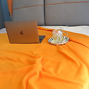 Ngawari Fleece Throw Blanket Lightweight Soft Warm Cozy Pet Blanket (Orange, 50 * 60 Inch)
