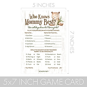 DISTINCTIVS Woodland Bear Baby Shower Who Knows Mommy Best Game Cards - 20 Count
