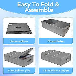 QIGEEKU Under Bed Storage Containers, 2 Pack 32" Long 10" High Large Underbed Box Storage Bins with Lids and Hard Bottom, Foldable Storage Bags for Blankets, Towels, Comforter, Sweaters, Linen Sheets