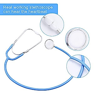 WICOT Kids Doctor Nurse Costume Kit White Lab Doctor Coat with Hat Stethoscope Toys Wooden Doctor Playset Kit Halloween Role Play Birthday Party Dress Up for Kids Toddlers Boys Girls 7-8 years