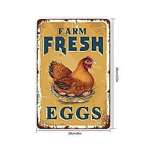 Harooni Farm Fresh Eggs Tin Signs，Bar Restaurant Kitchen Country Home Decor Farm Decorative Signs - 12X16Inch