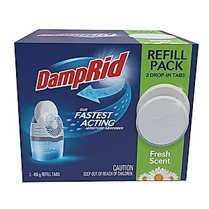DampRid Fresh Scent Drop-in Tab Refill - 2 Pack - 15.8 Oz. Refill Tabs - Moisture Absorber