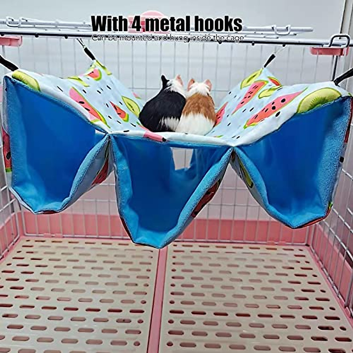 Double Layer Hamster Tunnel Hammock, Guinea Pig Rat Hanging Hammock Cage for Small Pets Parrot Sugar Glider Ferret Chinchilla Squirrel
