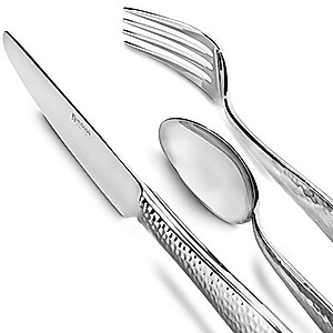 Hudson Essentials 40-Piece Hammered 18/10 Stainless Steel Silverware Cutlery Set, Utensil Flatware Service for 8 (40-Piece Set)