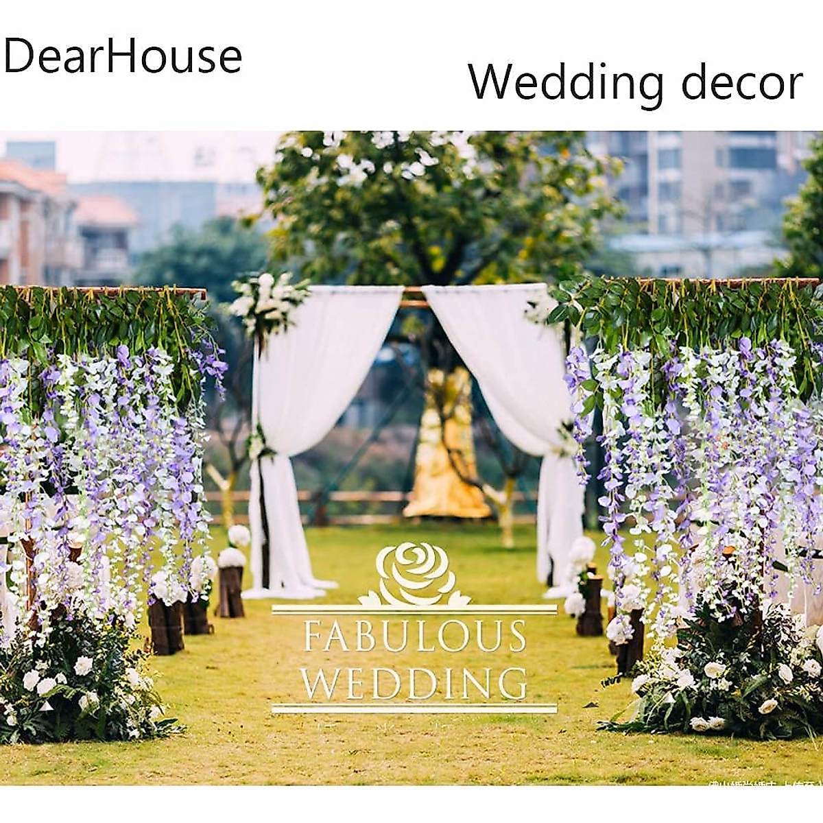 DearHouse 6 Pieces 3.6 Feet Artificial Wisteria Garland, Artificial Flowers Garland Silk Wisteria Vine Hanging Flower for Wedding Home Party Garden Outdoor