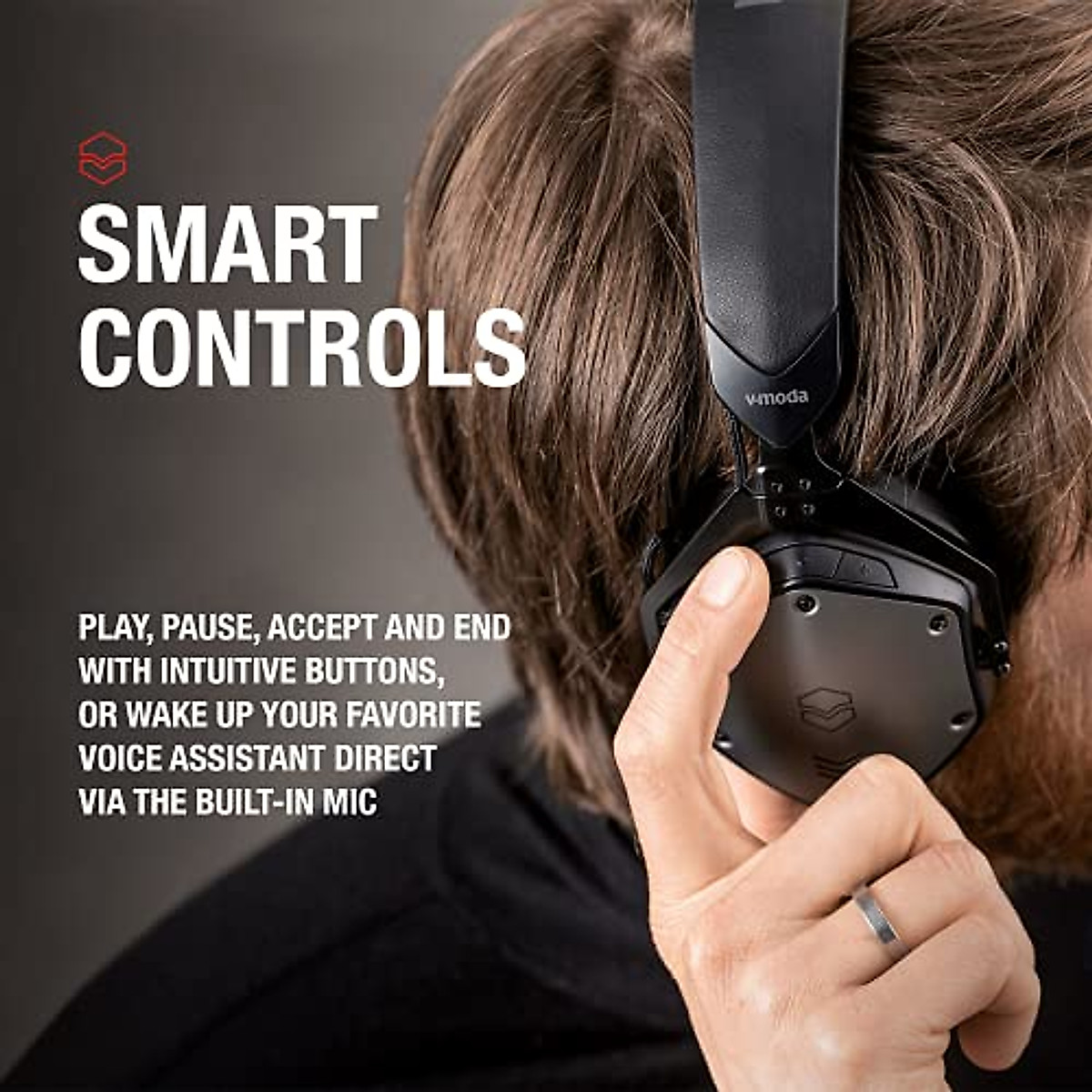 V-MODA M-200 ANC Noise Cancelling Wireless Bluetooth Over-Ear Headphones with Mic for Phone-Call, Matte Black