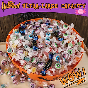 Zcaukya 3 Packs Halloween Candy Bowls, 9.6" Plastic Trick-Or-Treat Holders Pattered with Bat Ghost Jack-O-Lantern, Purple Black Orange Treats Serving Trays for Halloween Parties Supplies