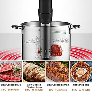 Fityou Sous Vide Cooker 1100W, Thermal Immersion Circulator with Recipe and Adjustable Clamp, Sous Vide Heater with Accurate Temperature & Digital Timer, Ultra Quiet Stainless Steel