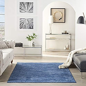 Nourison Essentials Solid Contemporary Navy Blue 5' X 7' Area Rug