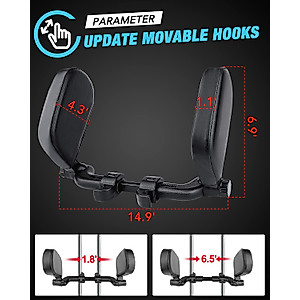 JZCreater Car Headrest Pillow, Car Seat Head Neck Support Pillow, Sleeping Travel Cushion Pillow, Baby Head Support, 360 Degree Adjustable Long Trip Rest Headrest Pillow for Kids Adult, Black