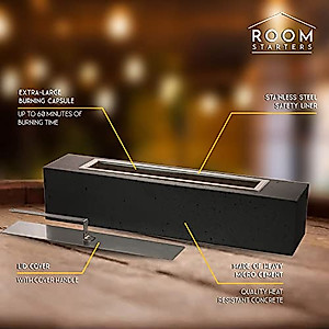 Tabletop Fire Pit by Room Starters (Rectangle, Black)