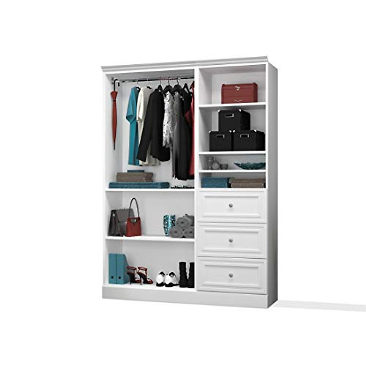 Bestar Versatile Closet Organizer with Drawers, 61W, White