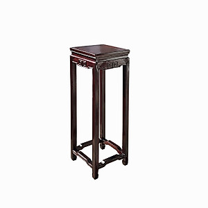 Chinese Oriental Square Burgundy Brown Plant Stand Pedestal Table Acs7686