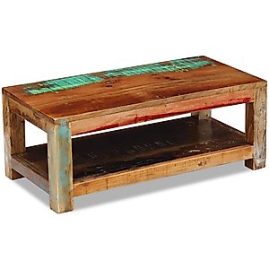 QJBSAVVA Coffee Table Solid Reclaimed Wood 35.4"x17.7"x13.8",Entrance Table Tray Tables Center Table Low Table Suitable for Meeting Rooms, Reception Rooms, Offices