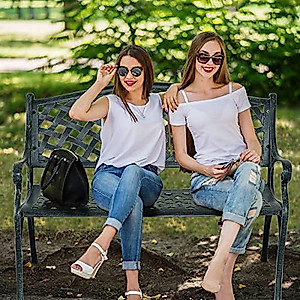 Tangkula Outdoor Garden Bench Park Bench, All-Weather Cast Aluminum Patio Bench Chair Porch Loveseat, Outdoor Furniture for Patio Garden Lawn Park Deck Path