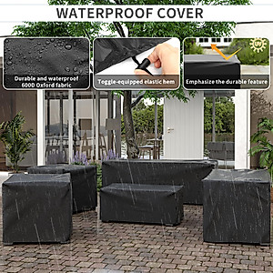 Amopatio Outdoor Patio Furniture Sets, 8 Pieces Outdoor Wicker Patio-Furniture, Outdoor Sectional Patio Set with Storage Table, Patio Conversation Set for Proch Garden Deck (Khaki)