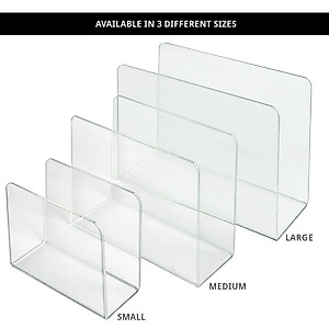Azar Displays 255080 Small Standing File Holder/Sorter Desk Organizer, 4-Pack, Clear