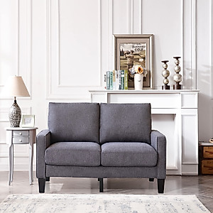 Lepfun Modern Couch 53" Loveseat Linen Fabric Tufted Love Seat Sofa for Living Room Small Apartment in Dark Grey