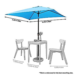 ABBLE Outdoor Patio Umbrella 6.5 Ft Square with Tilt and Crank, Weather Resistant, UV Protective Umbrella, Durable, 6 Sturdy Steel Ribs, Market Outdoor Table Umbrella, Aqua