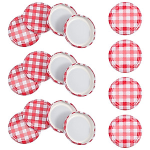 Lurrose 40pcs Mason Jar Lid Checkered Canning Lids for Wide Mouth Jars Regular Canning Lids Four Wide Mouth Food Jar Canning Lids Regular Honey Container Lid Jam Automatic Iron Sealing Cap