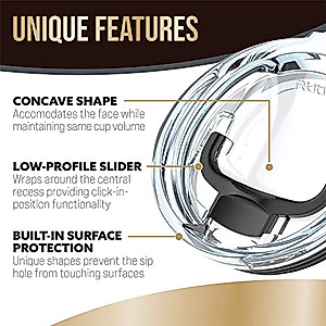 RUUMI® Nose Recess Tumbler Lid (Black) – Compatible with 20 oz Yeti Rambler, Ozark Trail, Swig – See Chart for Other Brands/Sizes
