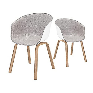 CangLong Mid Century Modern Dining Armrest Living Room Makeup Side Chairs with Metal Legs, set of 2, Grey 1