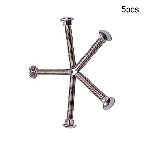Yinpecly 5Pcs M12×80mm 1.75mm Pitch Length 304 Stainless Steel Round Domed Head Square Neck Carriage Bolts Silver Tone