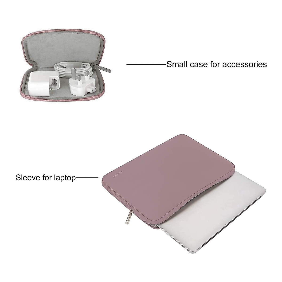 MOSISO Laptop Sleeve Compatible with MacBook Air 13 inch M3 A3113 M2 A2681 M1 A2337 A2179 A1932 / Pro 13 M2 M1 A2338 A2251 A2289 A2159 A1989 A1706 A1708, Neoprene Bag with Small Case, Brick Red