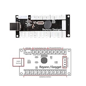 Easyget LED Arcade DIY Parts 2x Zero Delay USB Encoder + 2x 8 Way Joystick + 20x LED Illuminated Push Buttons for Mame Jamma Arcade Project Red + Blue Kits