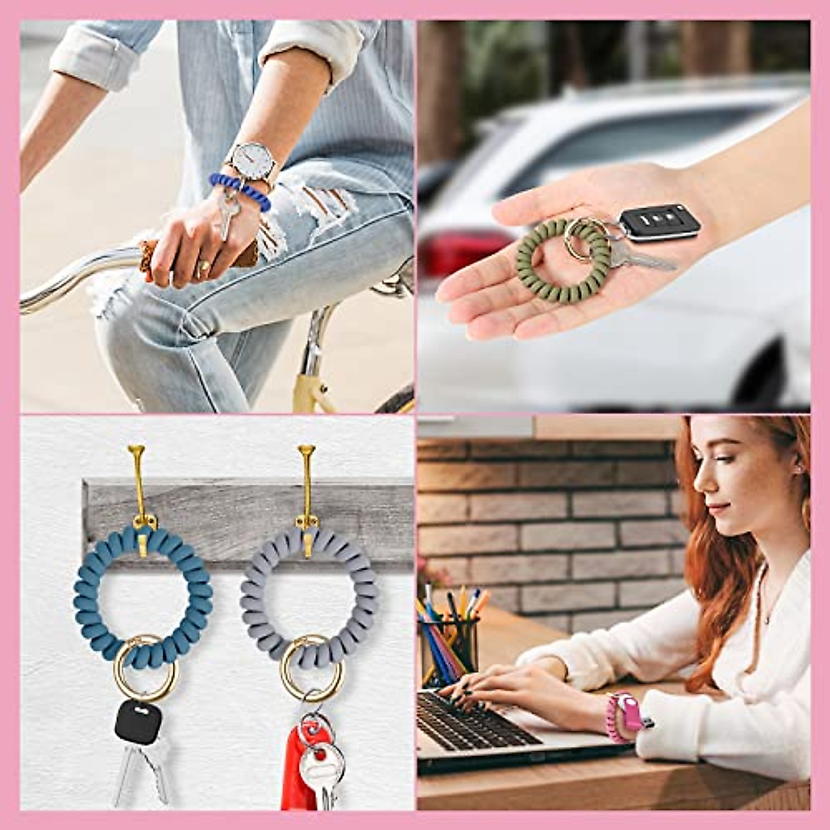 6PCS Stretchable Wristband Wristlet Keychain Wrist Key Chain Wristlet,Spring Flexible Spiral Wrist Coil ​Wrist Band Bracelet Key Holder Spring O Ring for Sauna Gym Pool ID Badge and Outdoor Sports