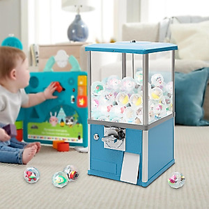 MhdunueSK Gumball Machine,Vending Machines for Business,1.77-1.97Inch Ball Diameter,800 Coin Bank Capacity,2 25 Cent Coins,Vending Machine for Selling Capsule Toys Candies (Blue)
