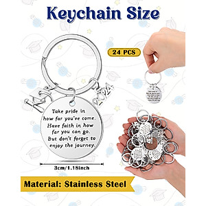 Sasylvia Graduation Keychain 2024 Bulk Inspirational Graduation Gift Keychain 2024 Class Keychains Gifts Motivational(24 Pcs)