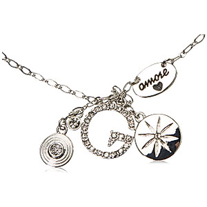 GUESS "Basic" Silver Pave G Linear Y-Shaped Necklace, 16" + 2" Extender