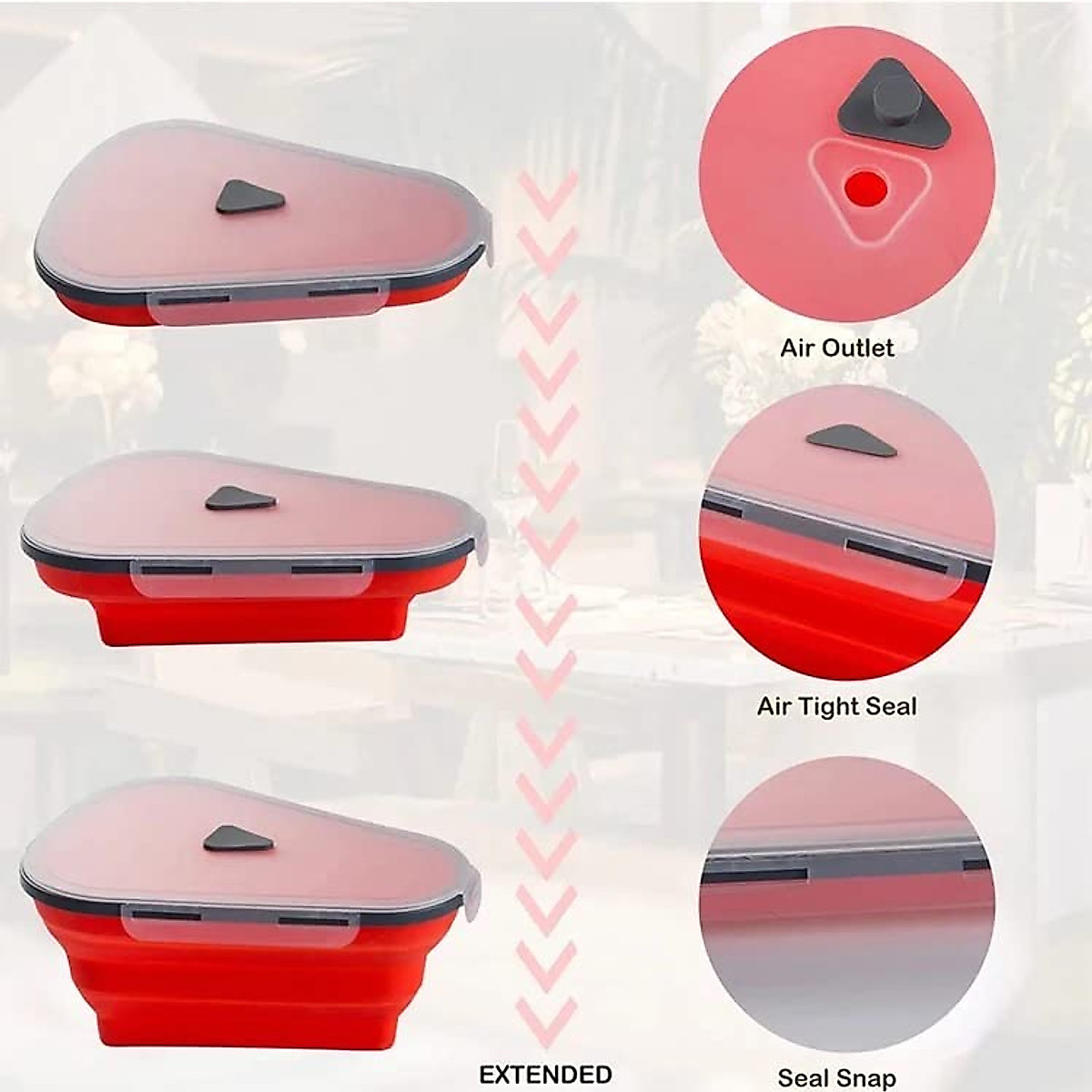 Wavebox Silicone Expandable Foldable Reusable Leftover Pizza Slice Storage Container