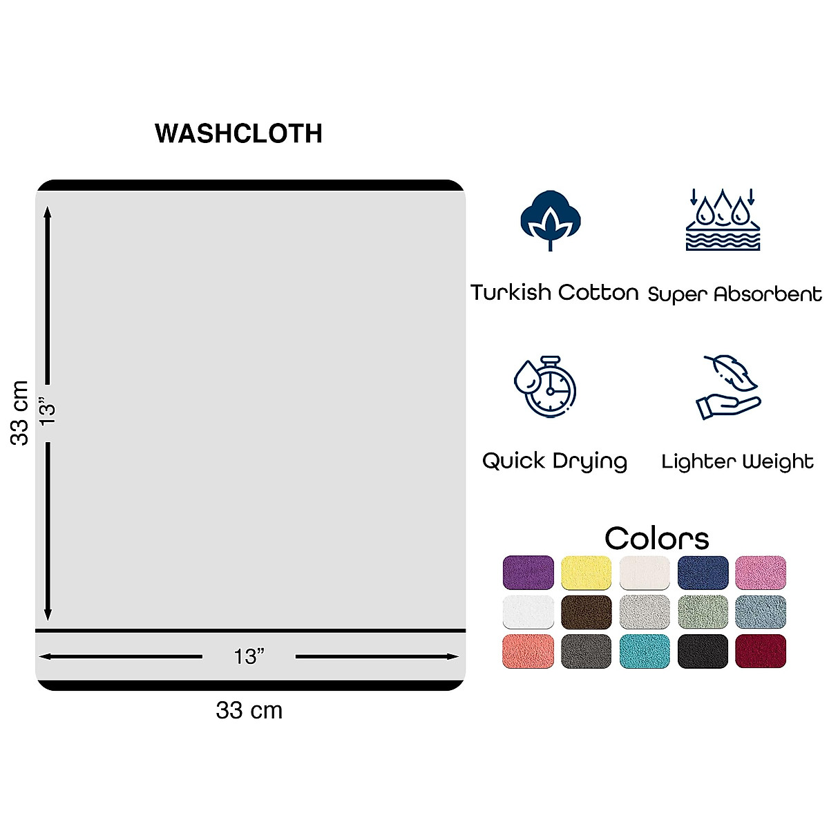 Grey 4-Pack Washcloths Set - 100% Ring Spun Turkish Cotton, Premium Quality Flannel Face Towel - Cloth - Highly Absorbent and Soft Feel Fingertip Towels, Wash Cloths For Your Face and Body