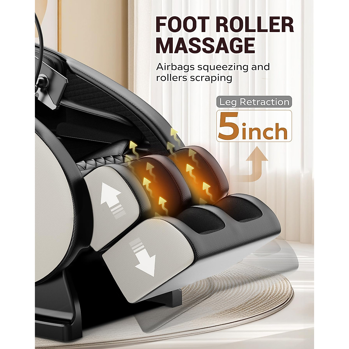 BILITOK Massage Chair Recliner with Zero Gravity, Full Body Massage Chair with Heating, Bluetooth Speaker, Airbags, Foot Roller, Touch Screen, Space-Saving for Office,Faux Leather (White)