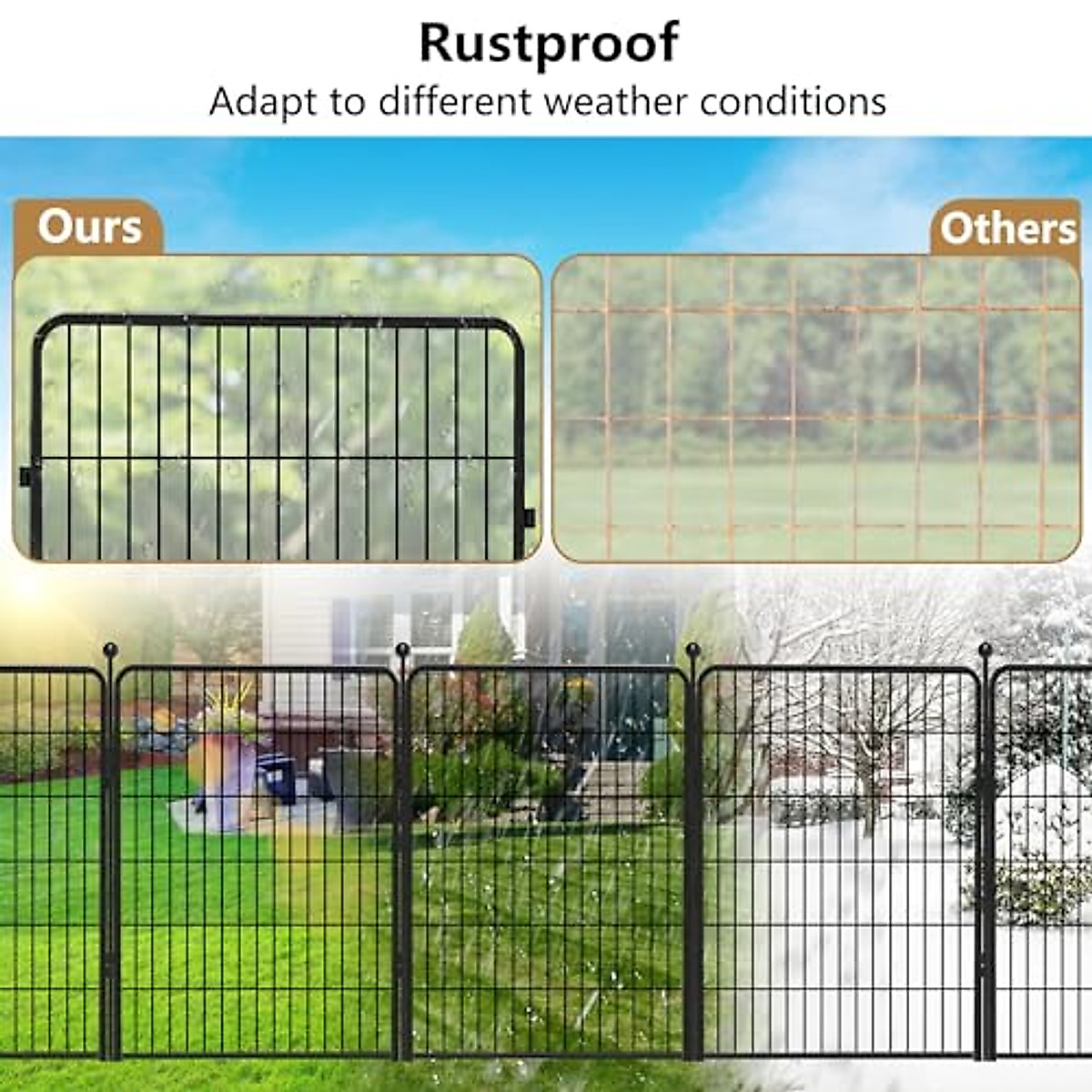 Decorative Garden Fence with Gate Fencing for Yard 40in(H) x 18ft(L) Metal Garden Fencing Temporary Camping Fence Outdoor Dog Playpen Garden Fence Animal Barrier Rustproof No Dig Garden Border