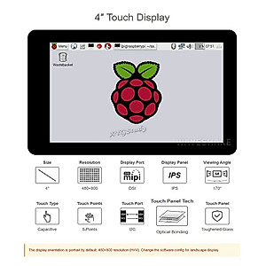 4inch IPS Capacitive 480×800 Touch Display LCD for Raspberry Pi 4B/3B+/3A+ CM3+/4 with DSI Interface Fully Laminated Screen Monitor @XYGStudy