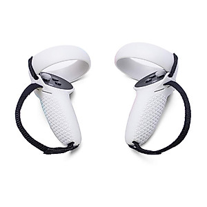 SINWEVR Touch Controller Grip Cover Compatible for Meta/Oculus Quest 2, Anti-Throw Handle Protecting Sleeve Quest 2 Accessories with Adjustable Knuckle Strap (White - TPU)
