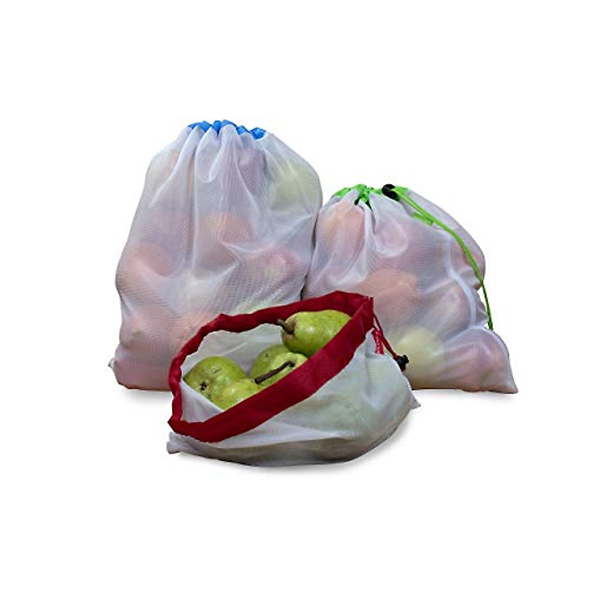 Premium Reusable Mesh Produce Bags With Drawstring - Mesh Produce Bags With Tare Weight - Set of 9 Reusable Grocery Bags - Washable Produce Bags for Fruit and Veg - BPA Free Mesh Bags for Vegetables