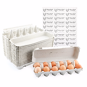 Cornucopia Cardboard Egg Cartons (18-Pack); Each for One Dozen, Eco-friendly Recycled Material Biodegradable 12-count Egg Cartons w/Labels