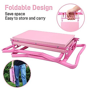 Besiter Garden Kneeler and Seat, Heavy Duty Garden Stool with EVA Foam Pad Protects Knees Back, Folding Gardening Kneeler Bench and Sitting for Camping Great Gifts for Seniors, Women (Pink Seat Only