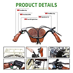 NAKTO 350W Electric Bike 26" Commuting E-Bike 6 Speed Electric Bikes for Adults City Ebike for Women High Speed Electric Bikes with 36V 12AH Removable Battery