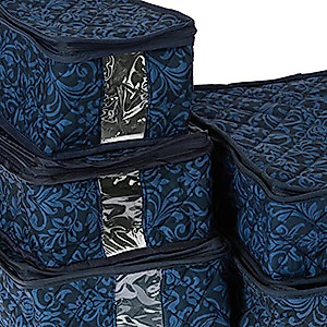 Homewear 8-Piece Hudson Damask China Storage Container Set, Navy