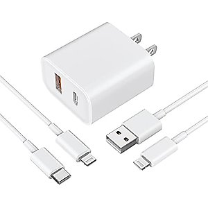 [Apple MFi Certified] iPhone Fast Charger, Veetone 20W Dual Port USB C Power Delivery Wall Charger Plug&2Pack 6FT Lightning Cable, PD/QC3.0 Type C Quick Charge for iPhone 13/12/11/XS/XR/X/iPad/Airpods
